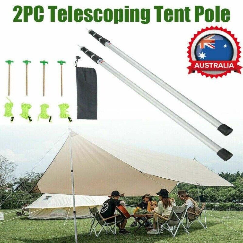 2PCS Adjustable 90-230cm Aluminum Alloy Tarp Poles - Durable, Telescop ...
