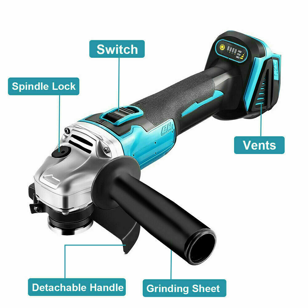 Brushless Cordless Angle Grinder With 2x Li-ion Battery Charger 125mm ...
